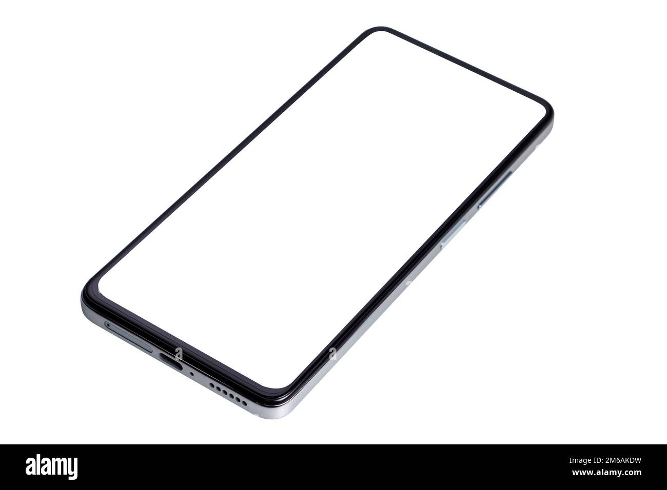 black smart phone with blank screen isolated on white background Stock ...