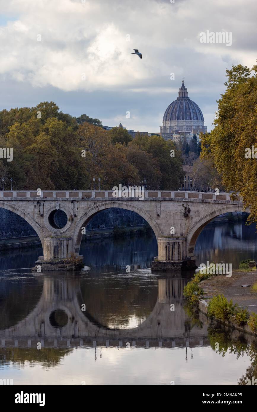 River Tiber and Bridge in a historic City, Rome, Italy Stock Photo - Alamy
