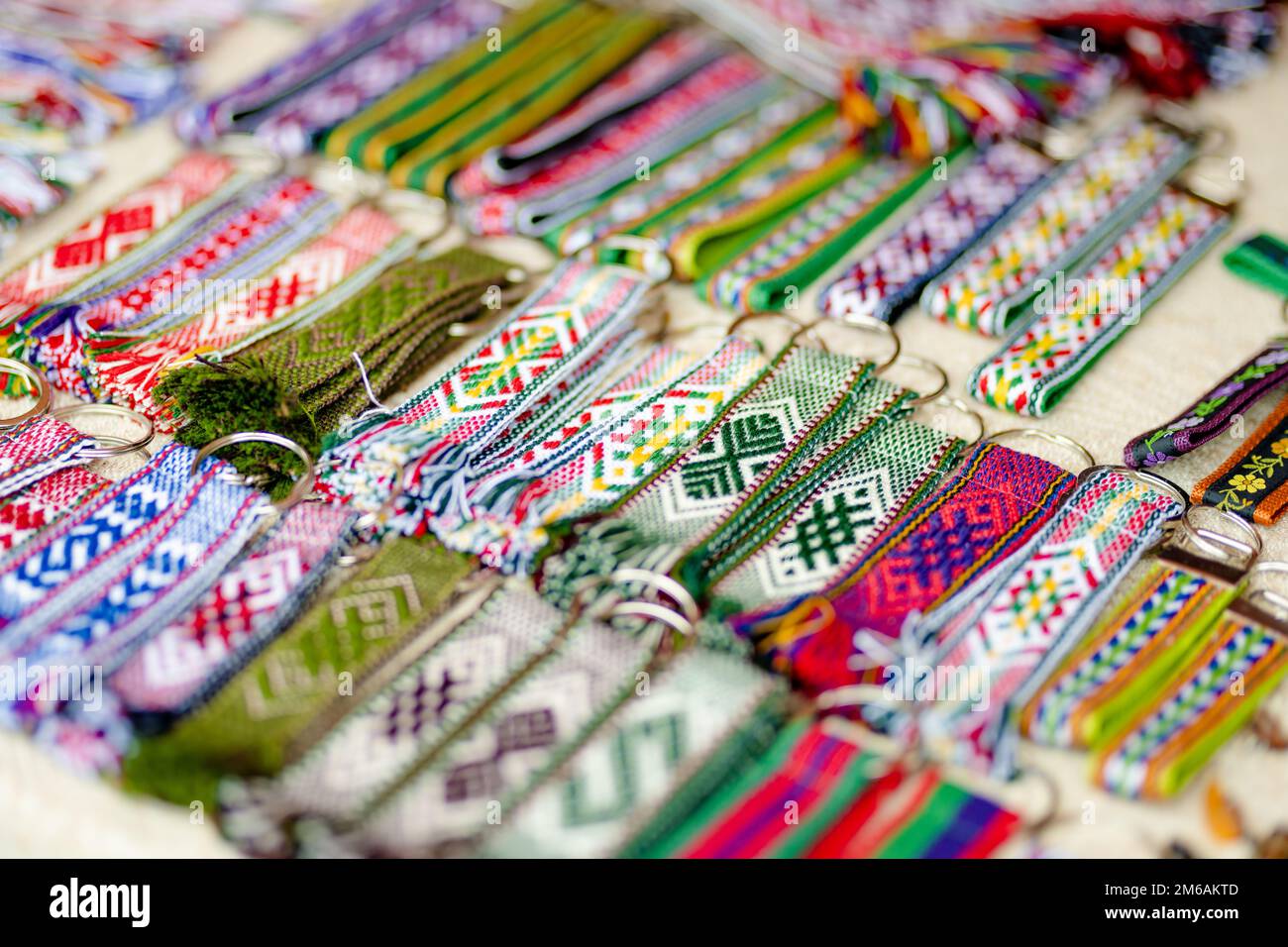 Details of a traditional colorful Lithuanian weave. Woven belts as a ...
