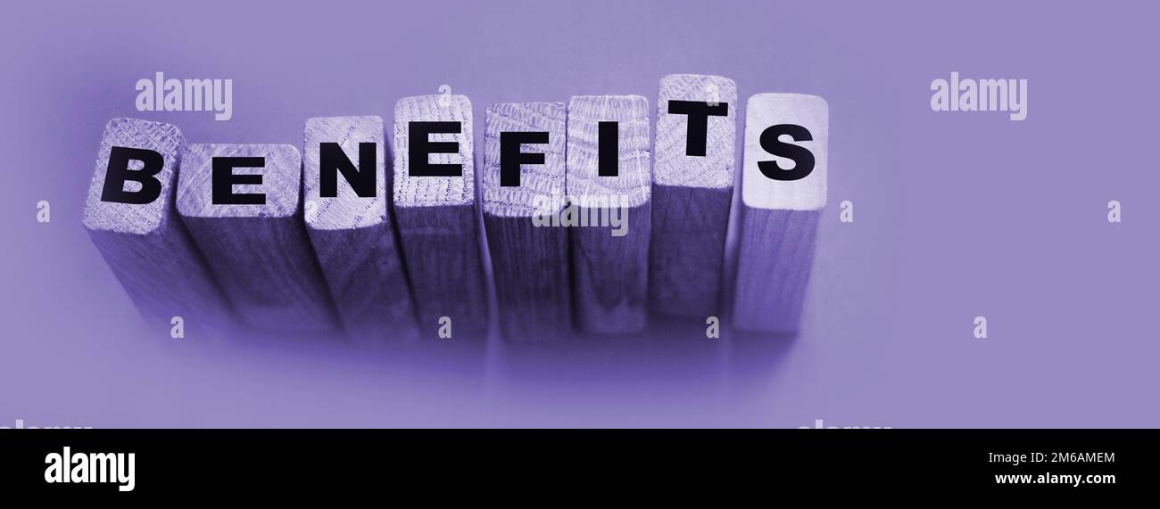 BENEFITS word made with building blocks. Awards self development ...