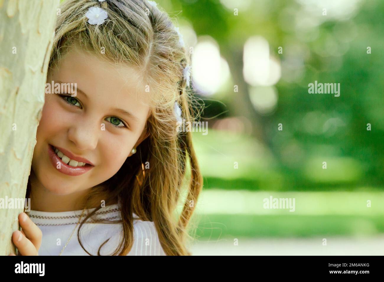 Girl in her First Communion Day Stock Photo - Alamy