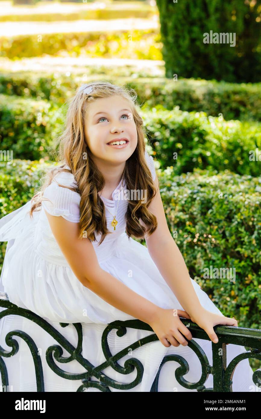 Girl in her First Communion Day Stock Photo - Alamy