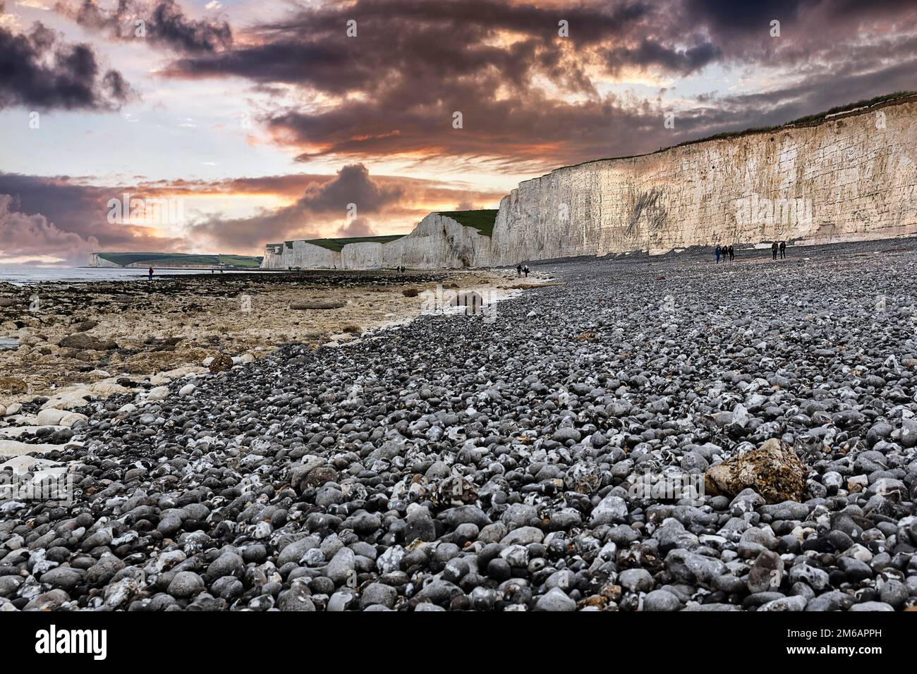 Seven Sisters Chalk Coast, Evening Sky, Birling Gap, East Sussex, South ...