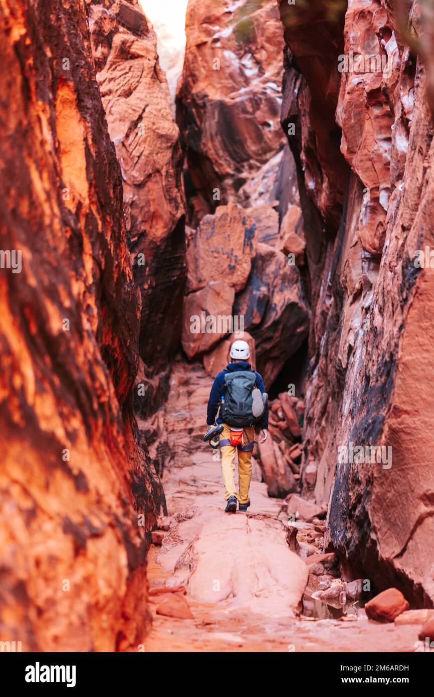 Exploring the climbs in Red Rock canyon Stock Photo - Alamy