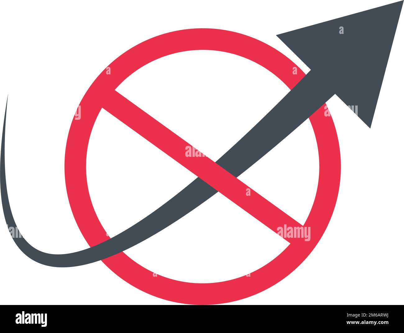 Prohibited sign and rising arrow. Stop high. Editable vector Stock ...