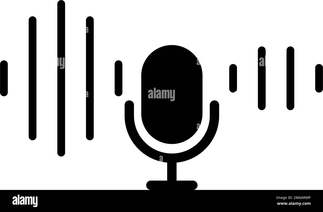 Microphone and sound wavelength. Rhythm and volume of music. Editable ...