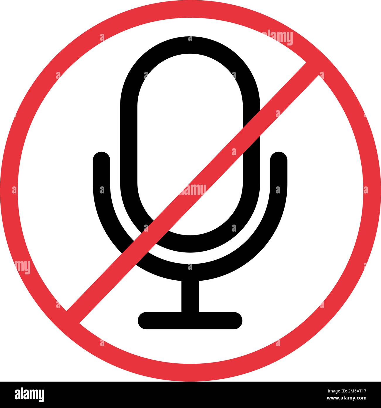 Red prohibit sign and microphone mute icon. Editable vector Stock ...