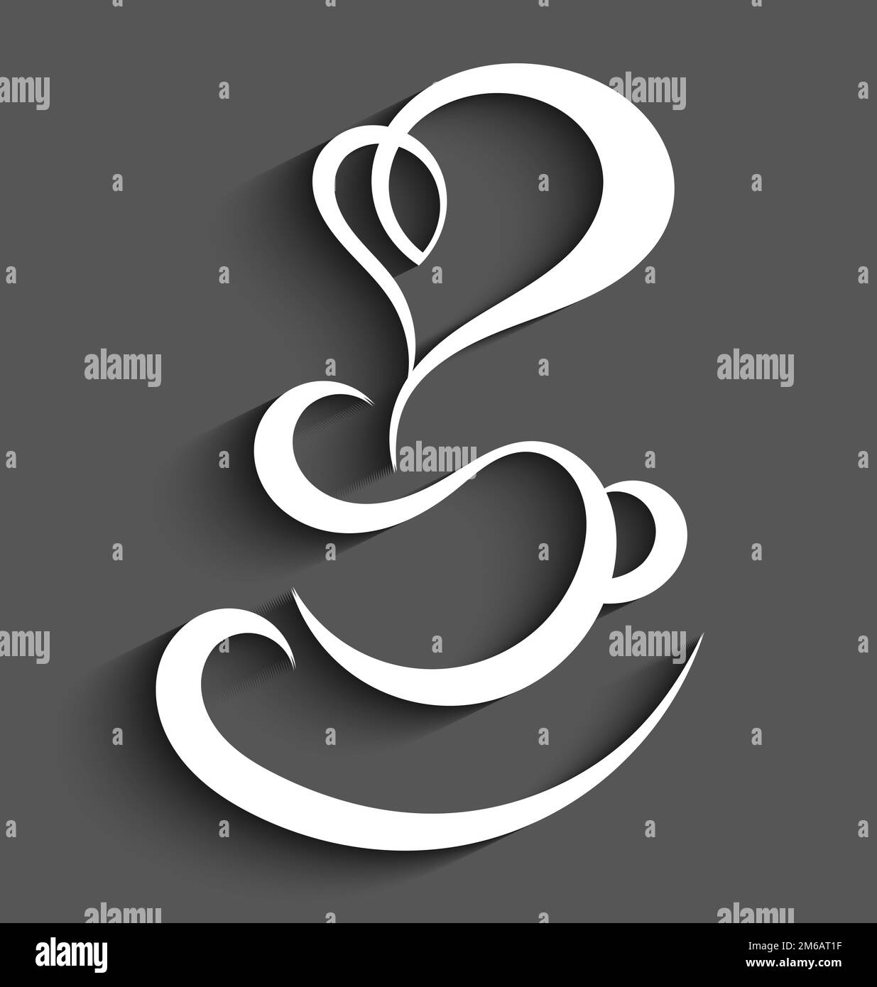 White coffee cup sign with long shadow Stock Photo - Alamy