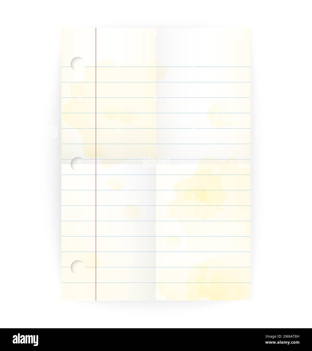 Vector old notepad ruled blank page with folds Stock Photo - Alamy