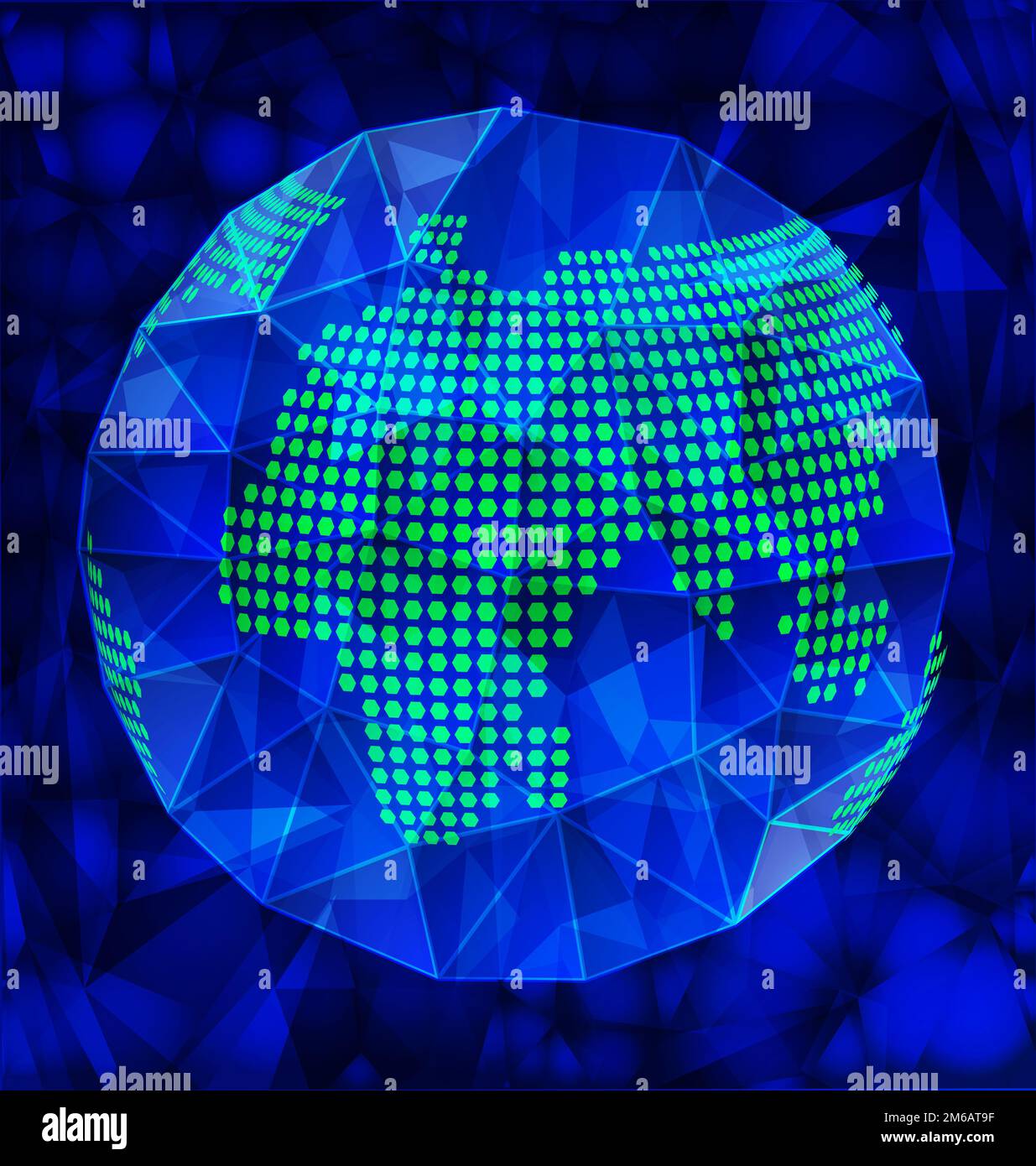 Blue polygonal globe Stock Photo - Alamy
