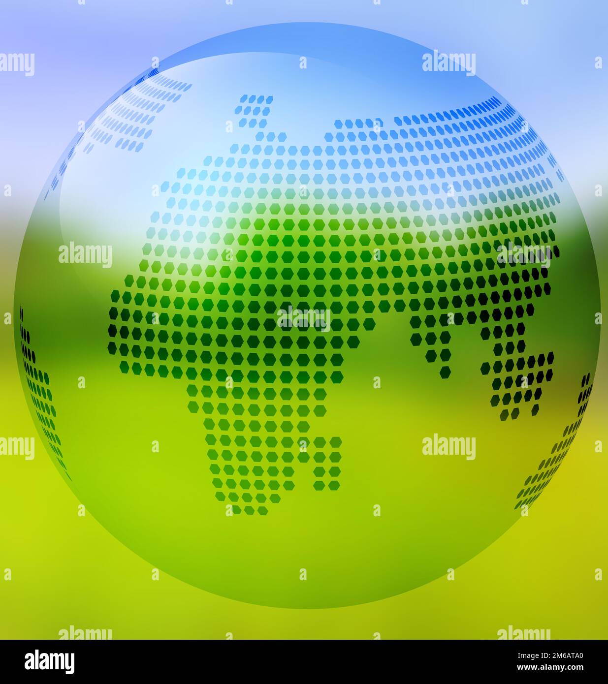 Earth with map on blurred landscape Stock Photo - Alamy