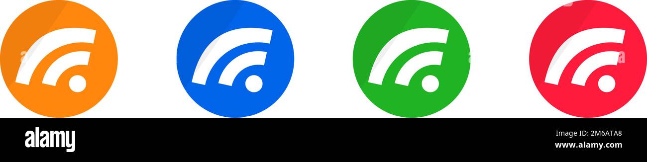 Colorful rss icon set. Feeds and subscriptions. Editable vector Stock ...