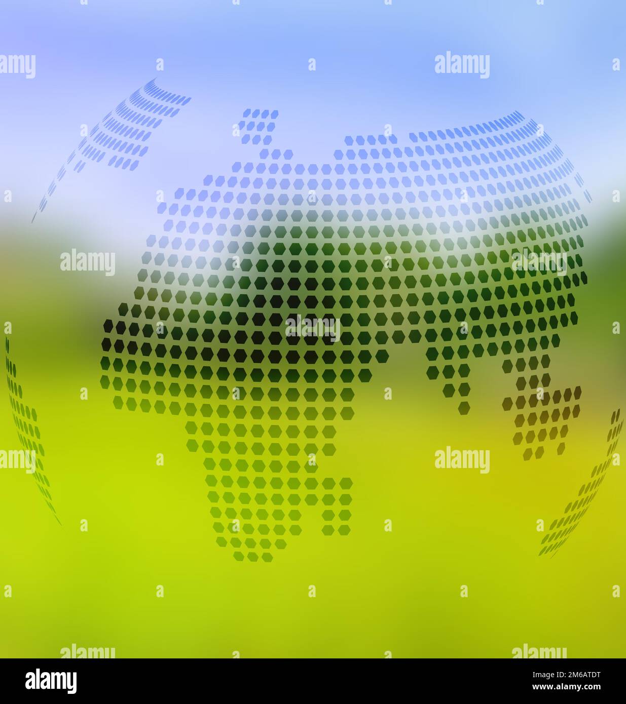 Blurred landscape background with globe map Stock Photo - Alamy