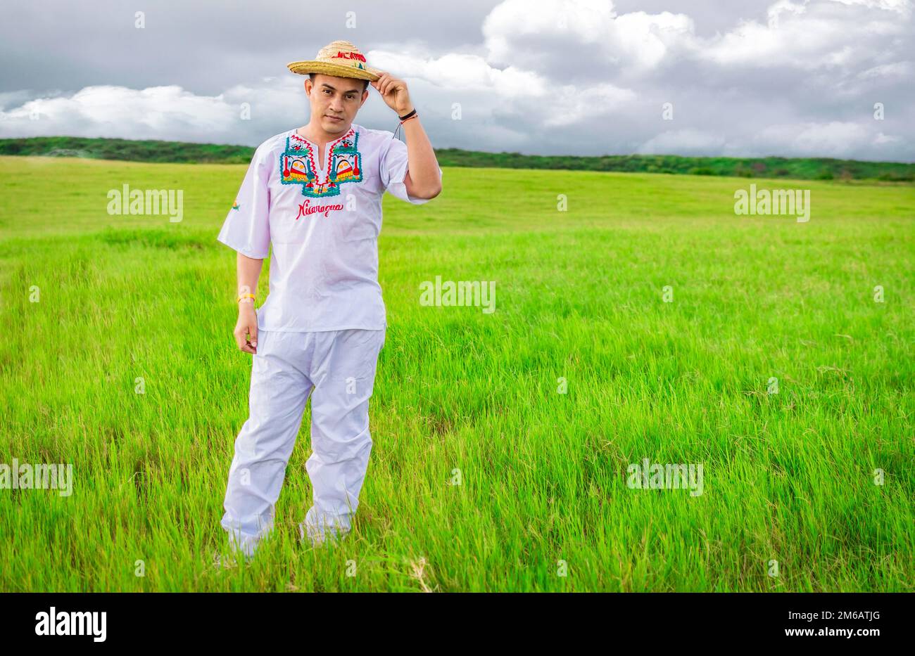 Nicaraguan man in folk costume in the field, Man wearing Central ...