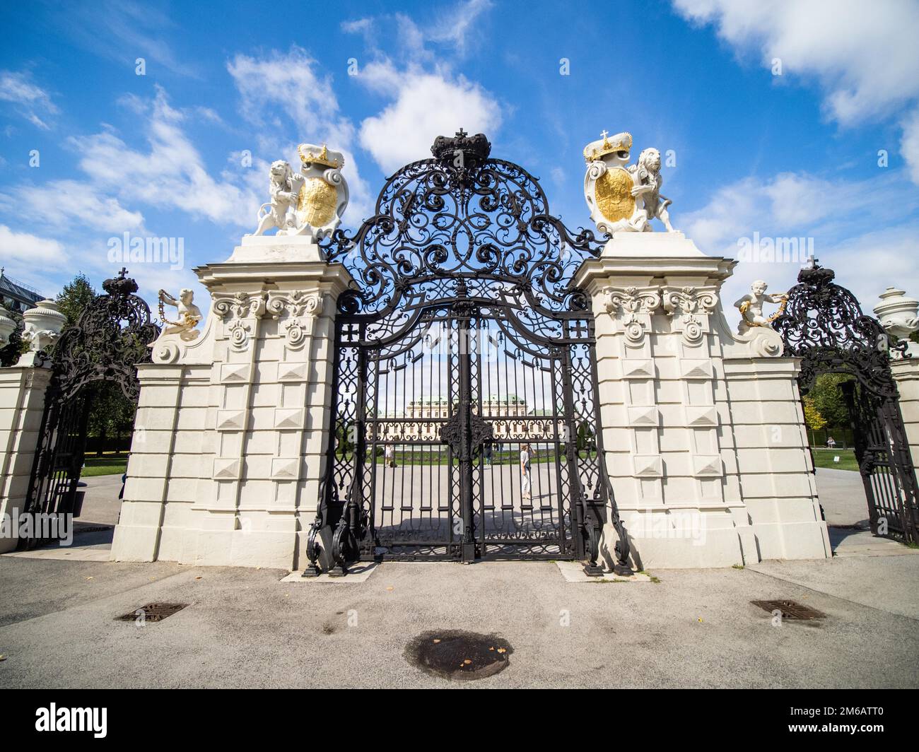 Wrought-iron gate at the entrance to Belvedere Palace, Upper Belvedere ...