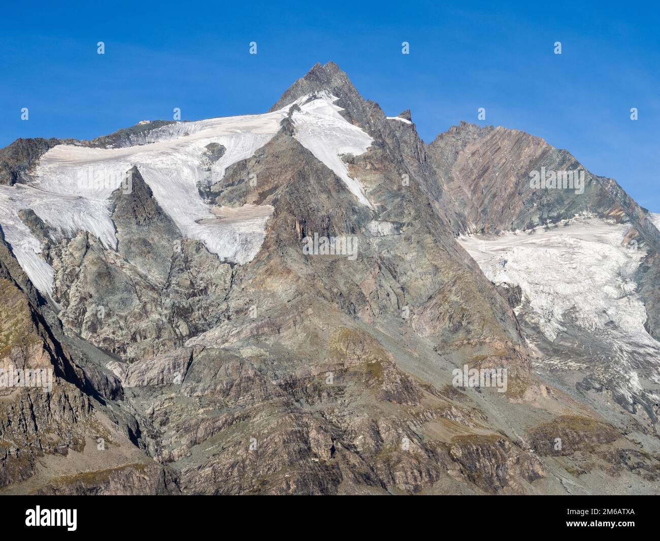 View of the summit of the Grossglockner, mountain, Alps, Hohe Tauern ...