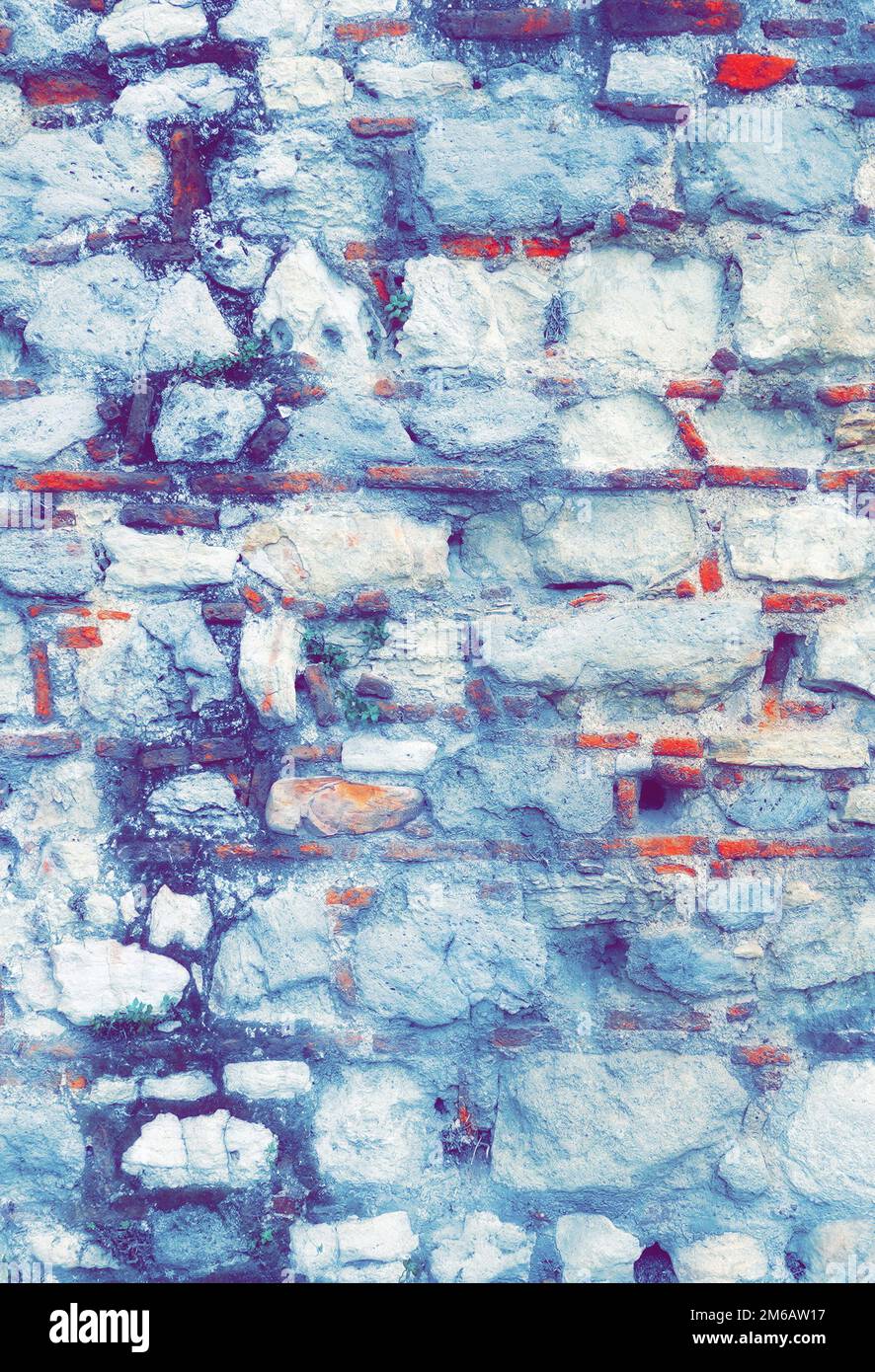 Blue Grungy Stonewall Rustic Grunge Stonelaying Construction Concrete ...