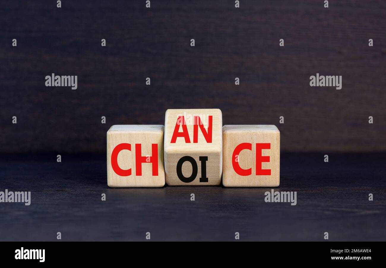 Choice and chance symbol. Concept word Choice Chance on wooden cubes ...
