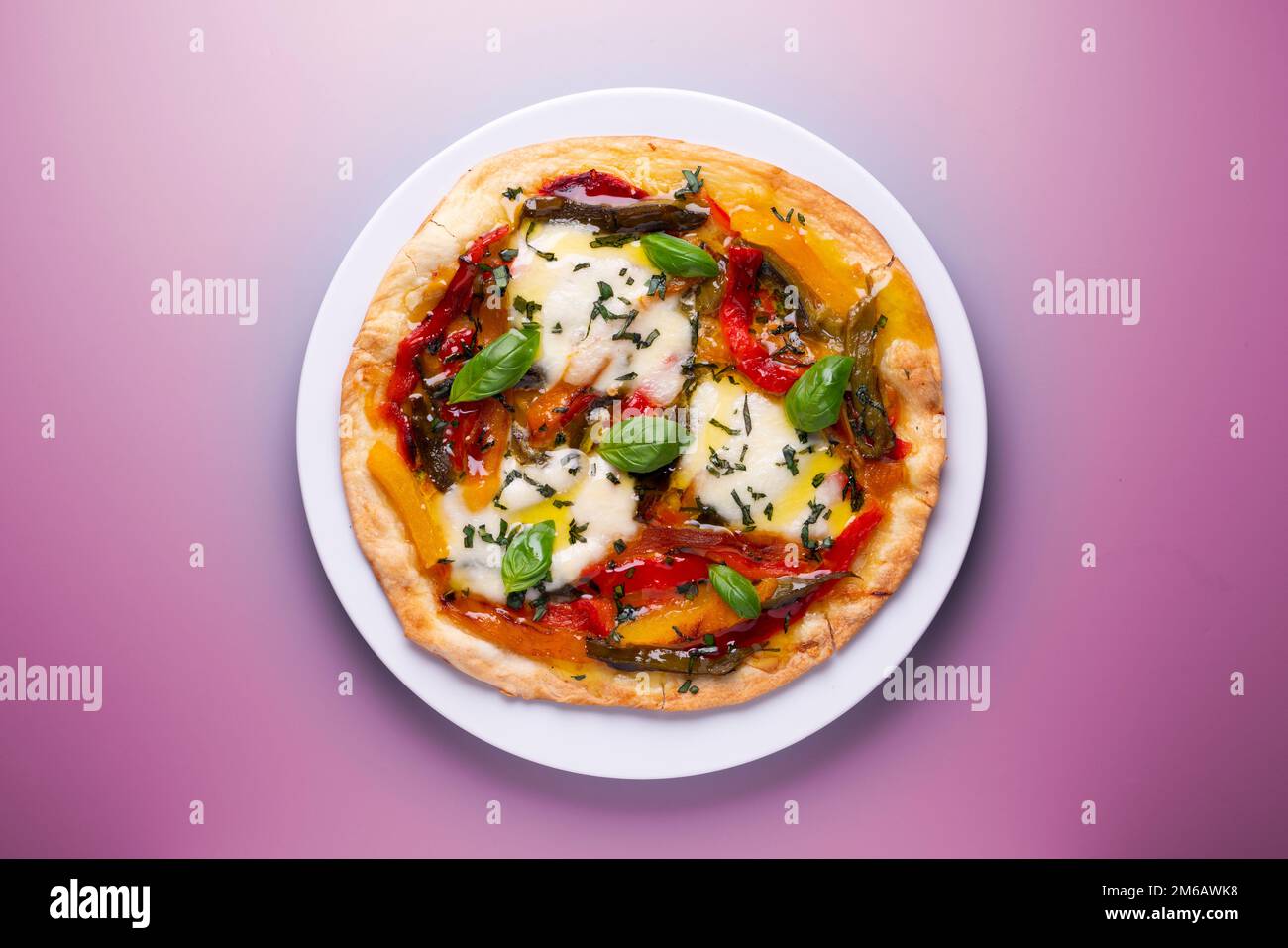 Pizza with paprika. Neapolitan pizza made with baked vegetables ...