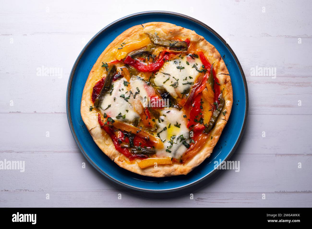 Pizza with paprika. Neapolitan pizza made with baked vegetables ...