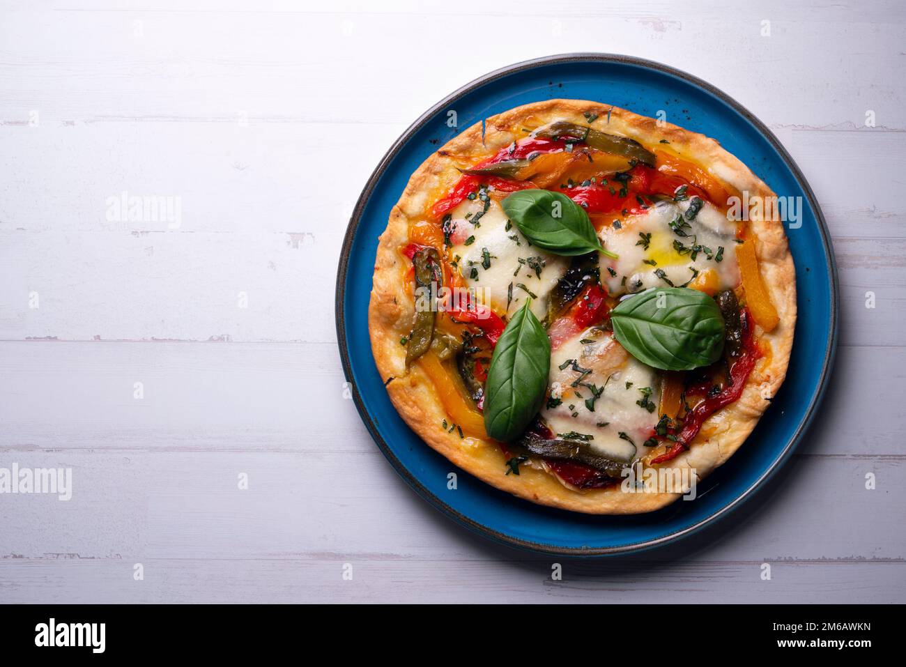 Pizza with paprika. Neapolitan pizza made with baked vegetables ...