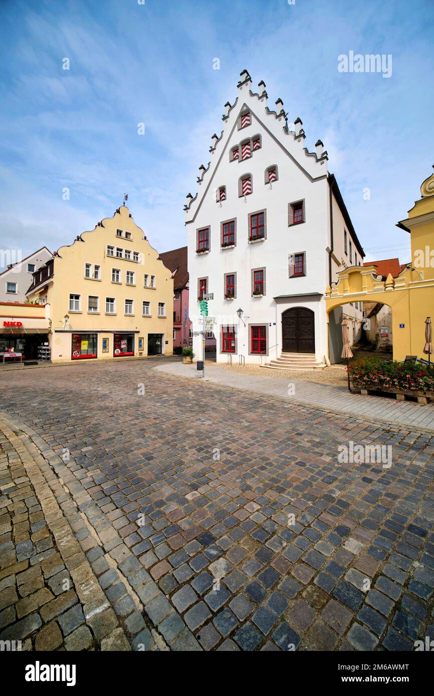 Historic town hall, market square, Wemding, Donau-Ries district ...