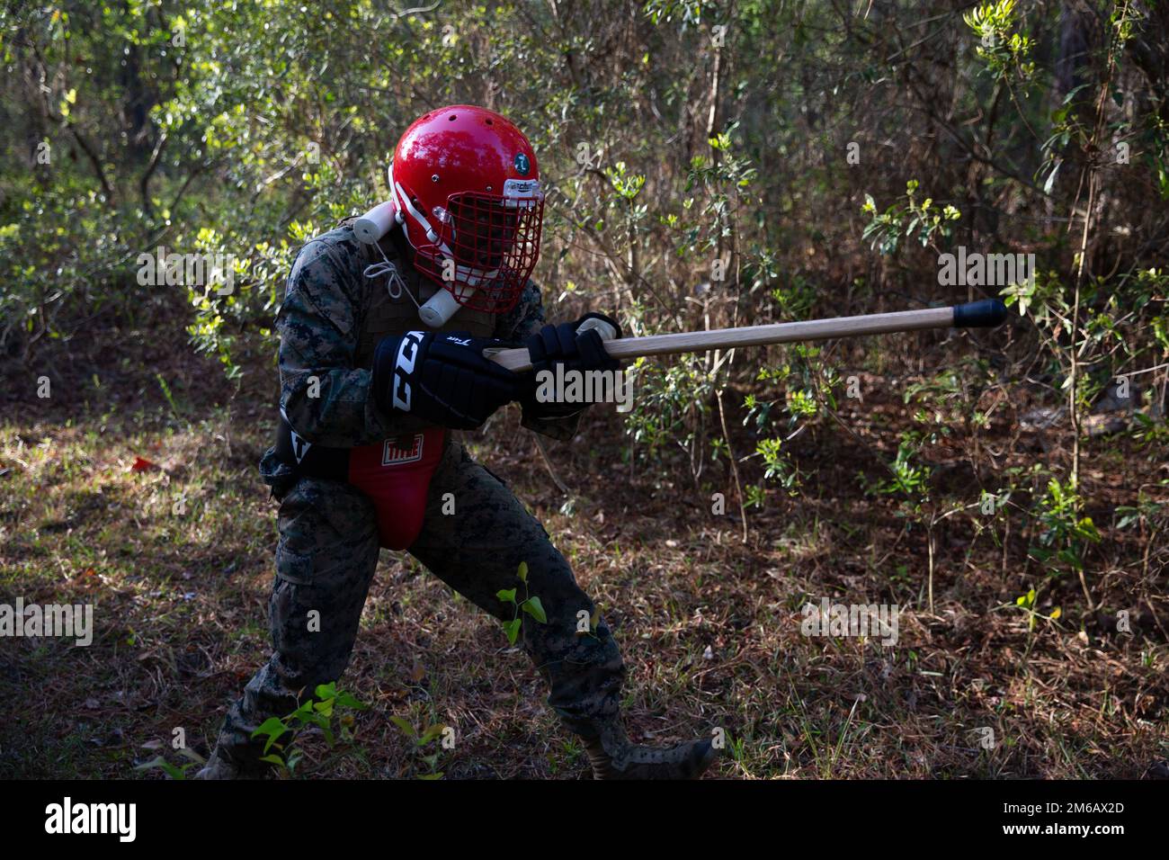U.S. Marine Corps Martial Arts Instructor (MAI) Course student prepares ...