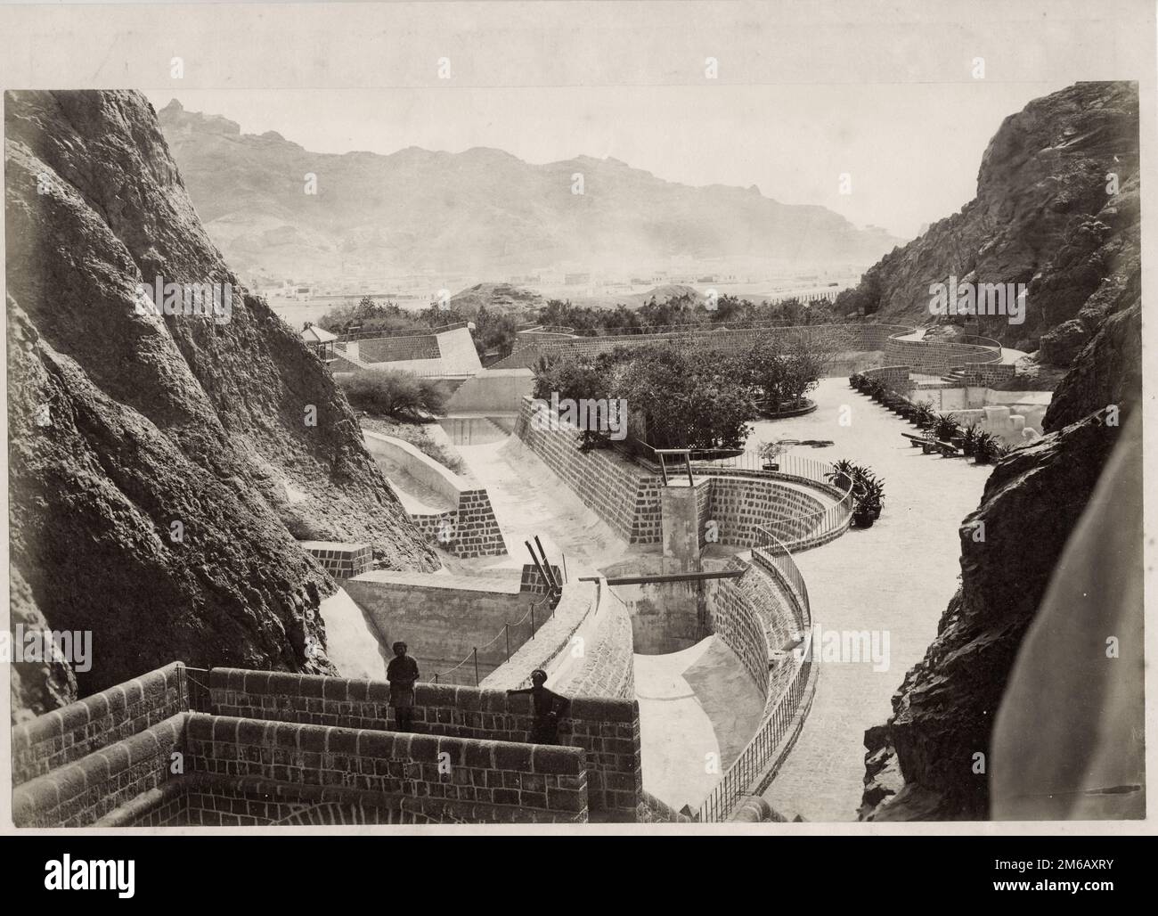 19th century vintage photograph - the tanks, reservoir, Aden, Yemen ...