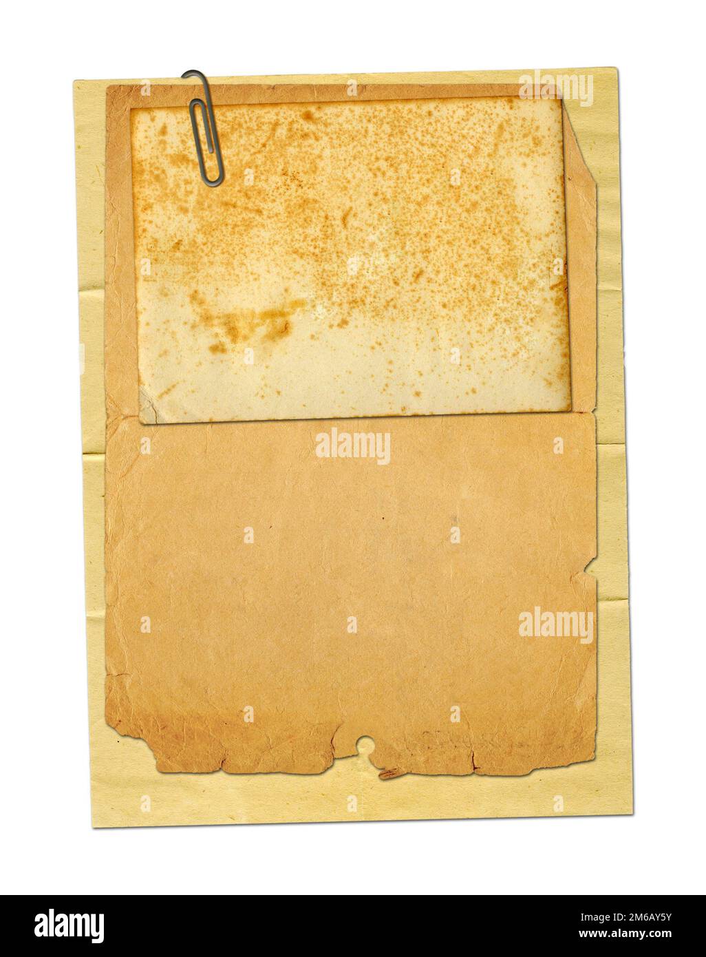 Set of old archival papers and vintage postcard isolated on white ...