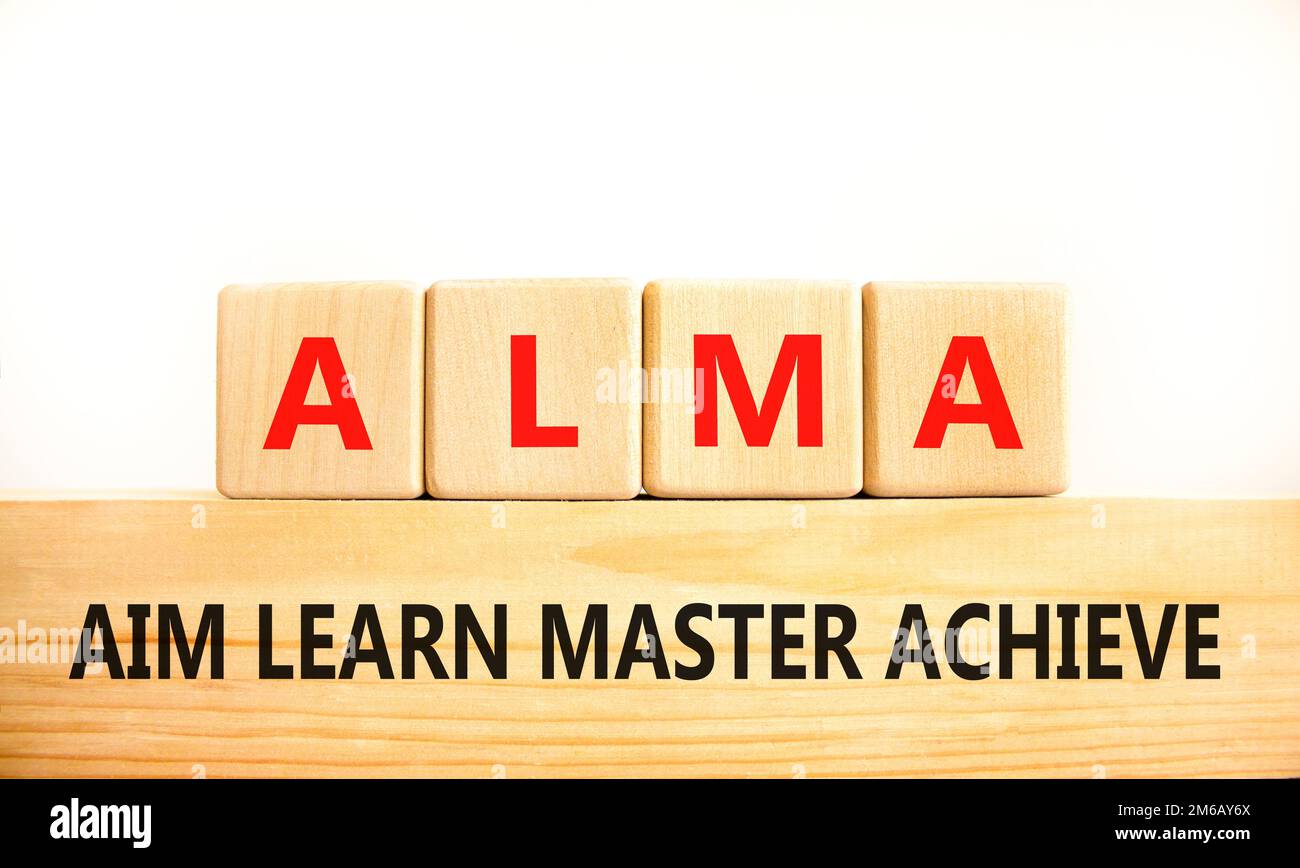 ALMA aim learn master achieve symbol. Concept words ALMA aim learn ...