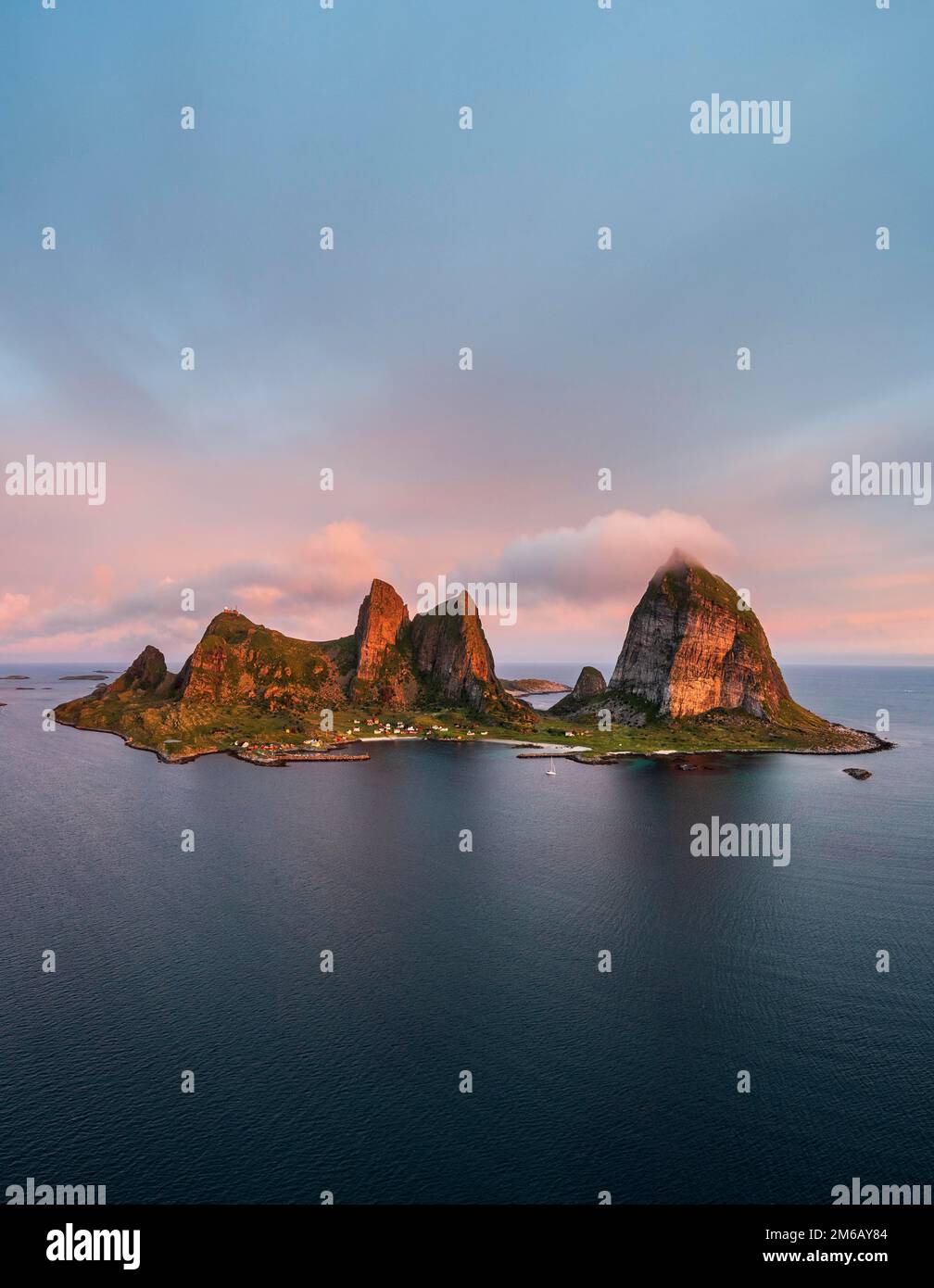Aerial view of Traena Island, Traena, Sanna, Helgeland Coast, Nordland ...