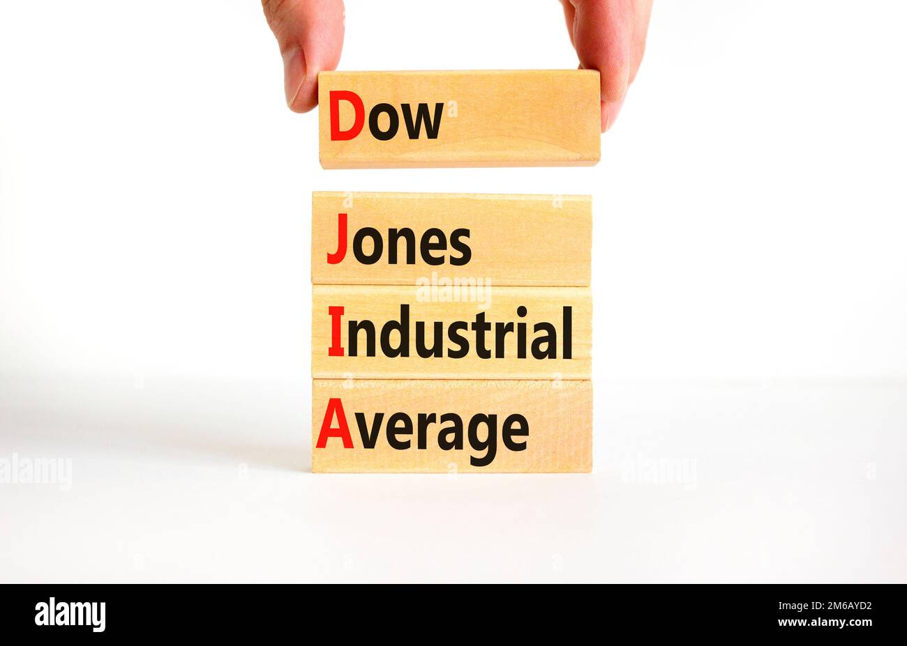 DJIA Dow Jones industrial average symbol. Concept words DJIA Dow Jones ...