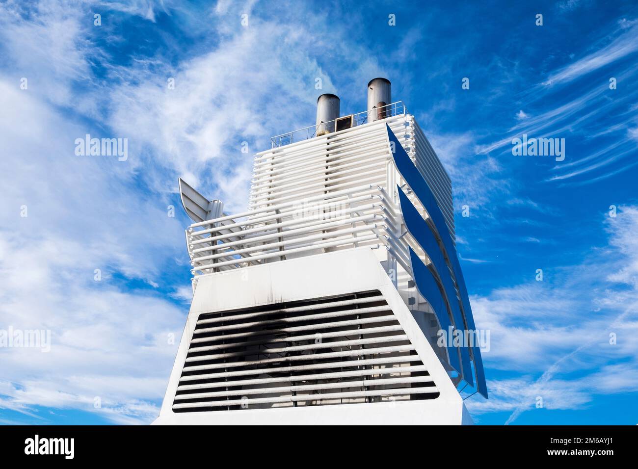 Mediterranean, GNV ferry from Genoa to Tangier, Boat funnel Stock Photo ...