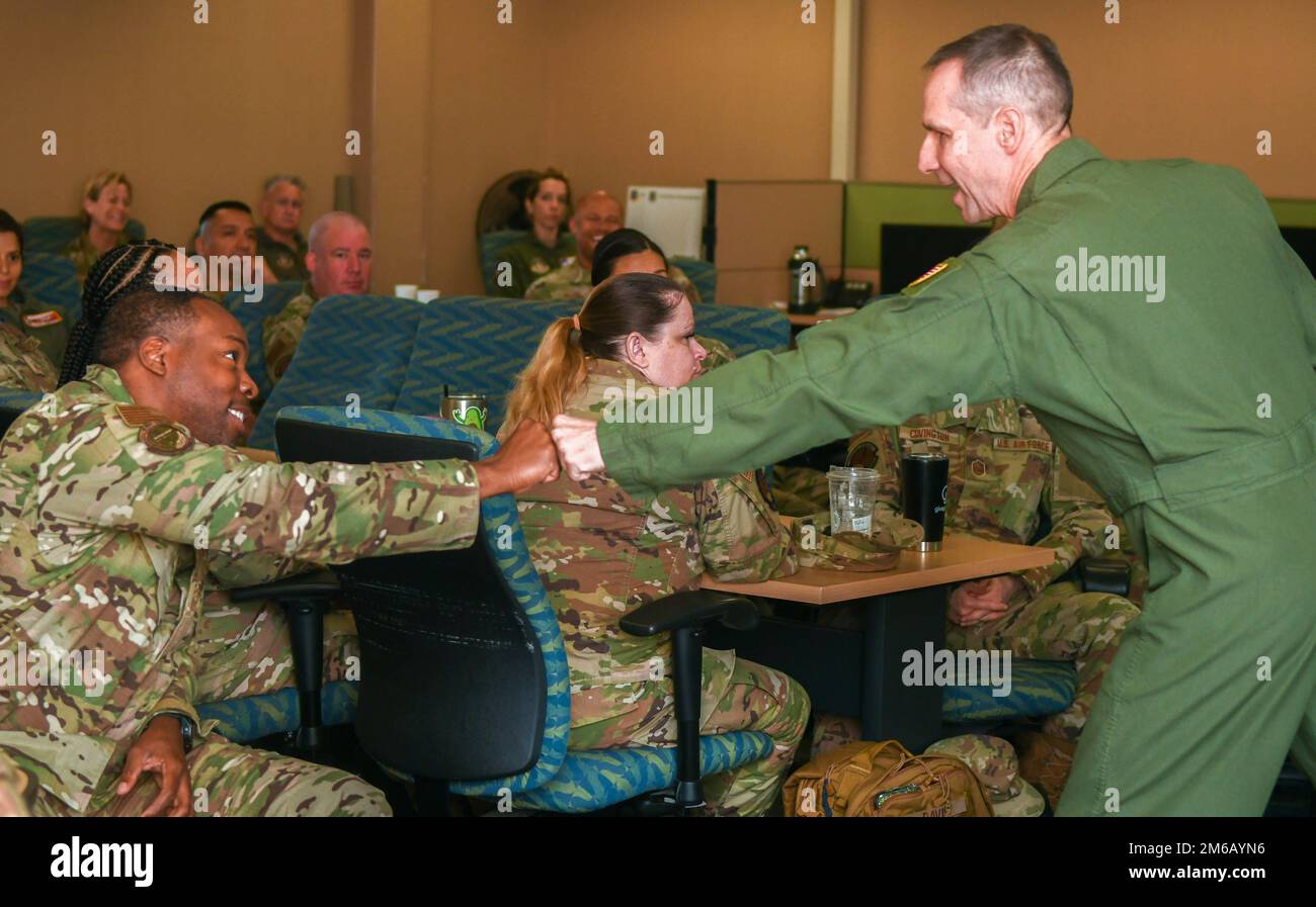 Maj. Gen. Jeffrey Pennington, Commander, Fourth Air Force, acknowledges ...