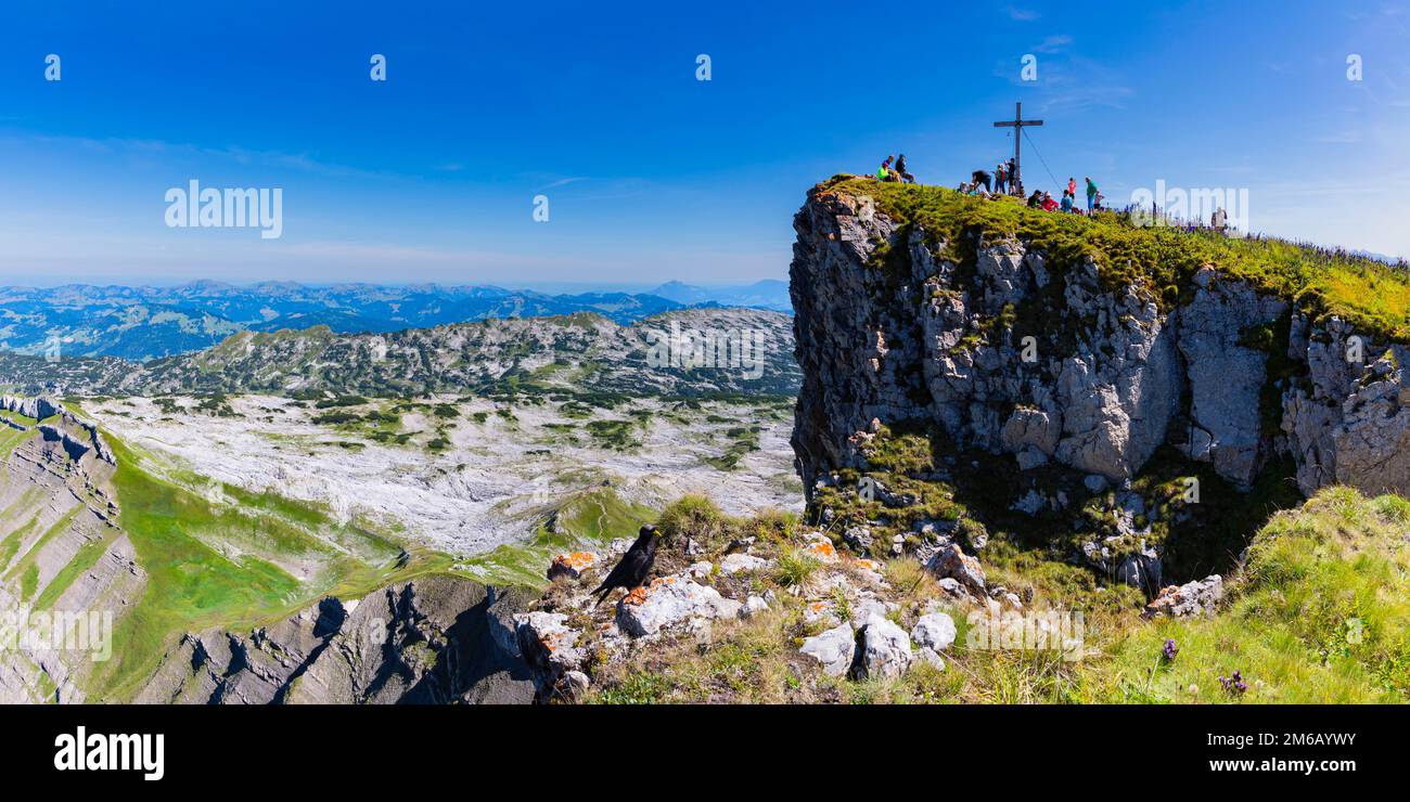 Mountain hiker, Hoher Ifen, 2230m, and Gottesacker plateau, Allgaeu ...