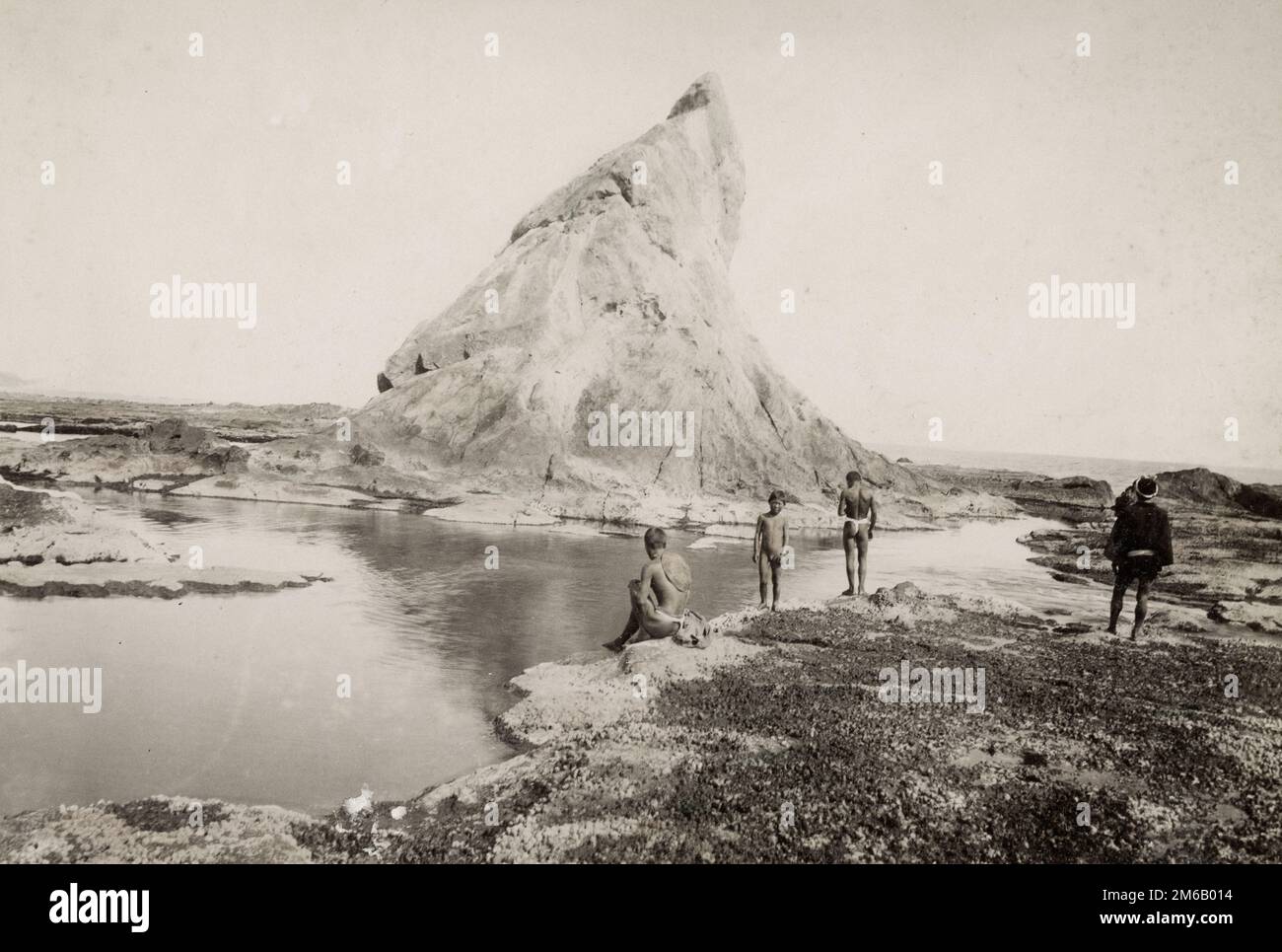 19th century vintage photograph - Eboshi Iwa, rock, Enoshima, Japan ...