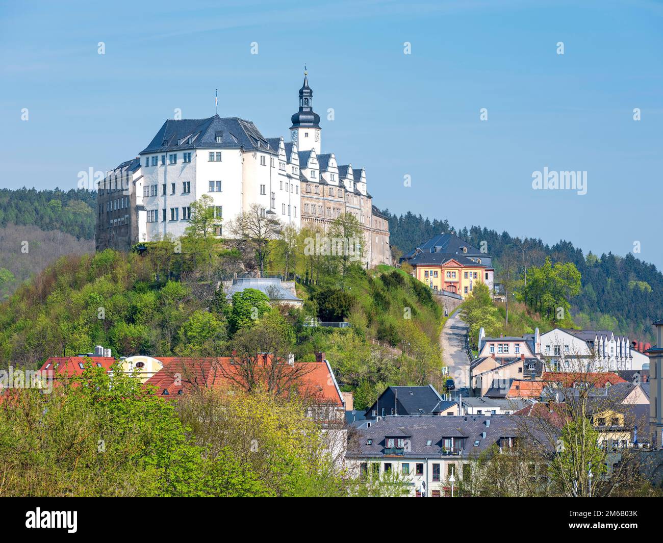 The Upper Castle above the Old Town, Greiz, Thuringia, Germany Stock ...