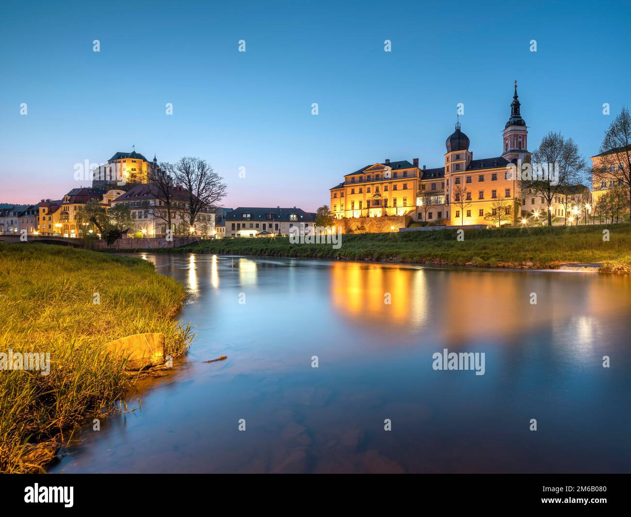 Town view with Upper Castle, Lower Castle and St. Mary's Church on the ...