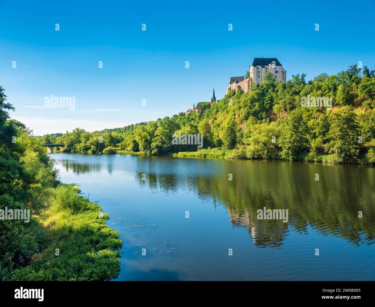 Mildenstein Castle above the river Freiberger Mulde, Leisnig, Saxony ...