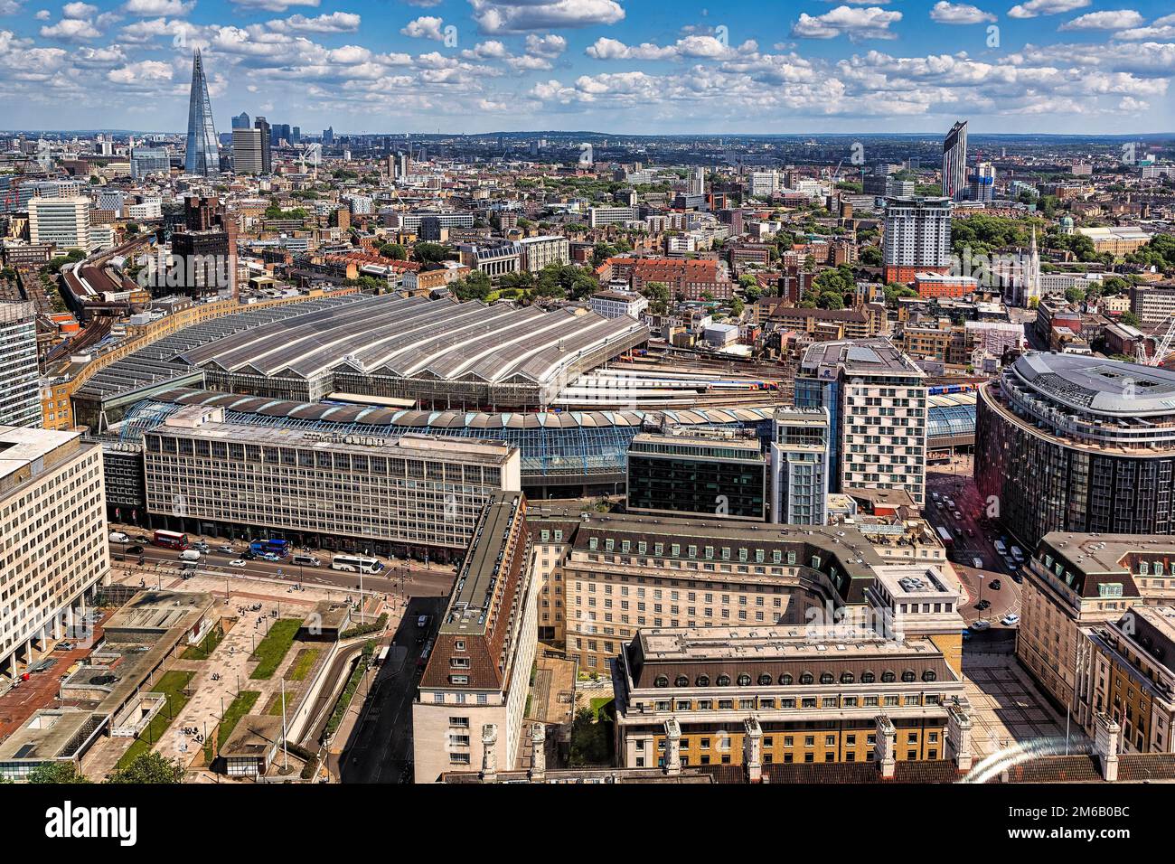 View from the London Eye, top view of the city centre, sunny weather ...