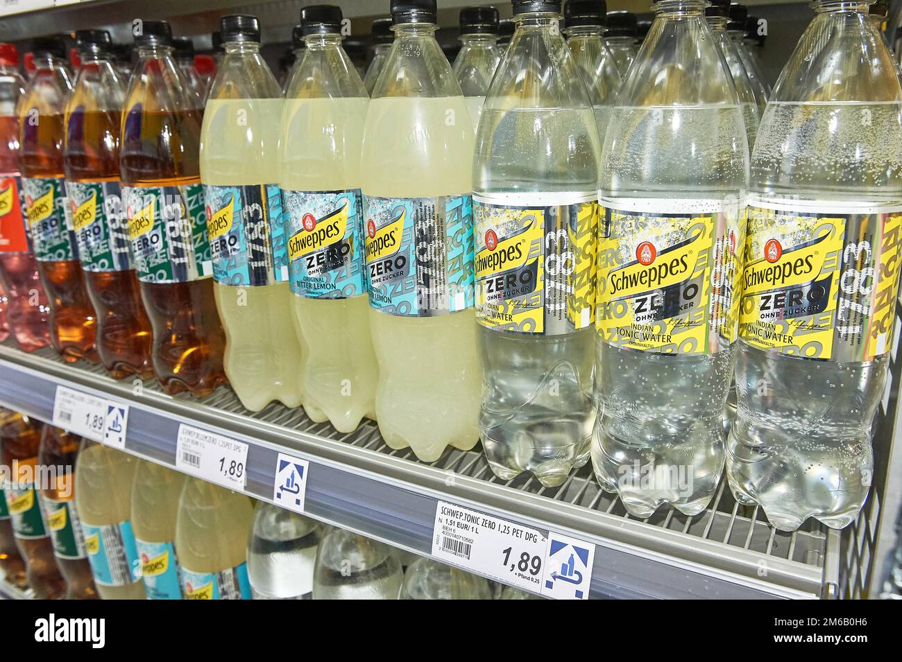 Soft drinks in plastic bottles, Famila Reinbek, Schleswig-Holstein ...