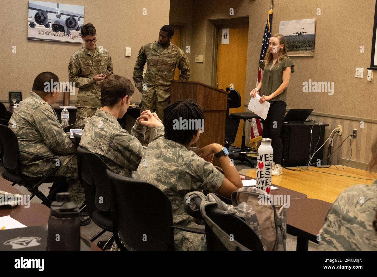 U.S. Air Force 18th Combat Weather Squadron Airmen discuss meterology ...