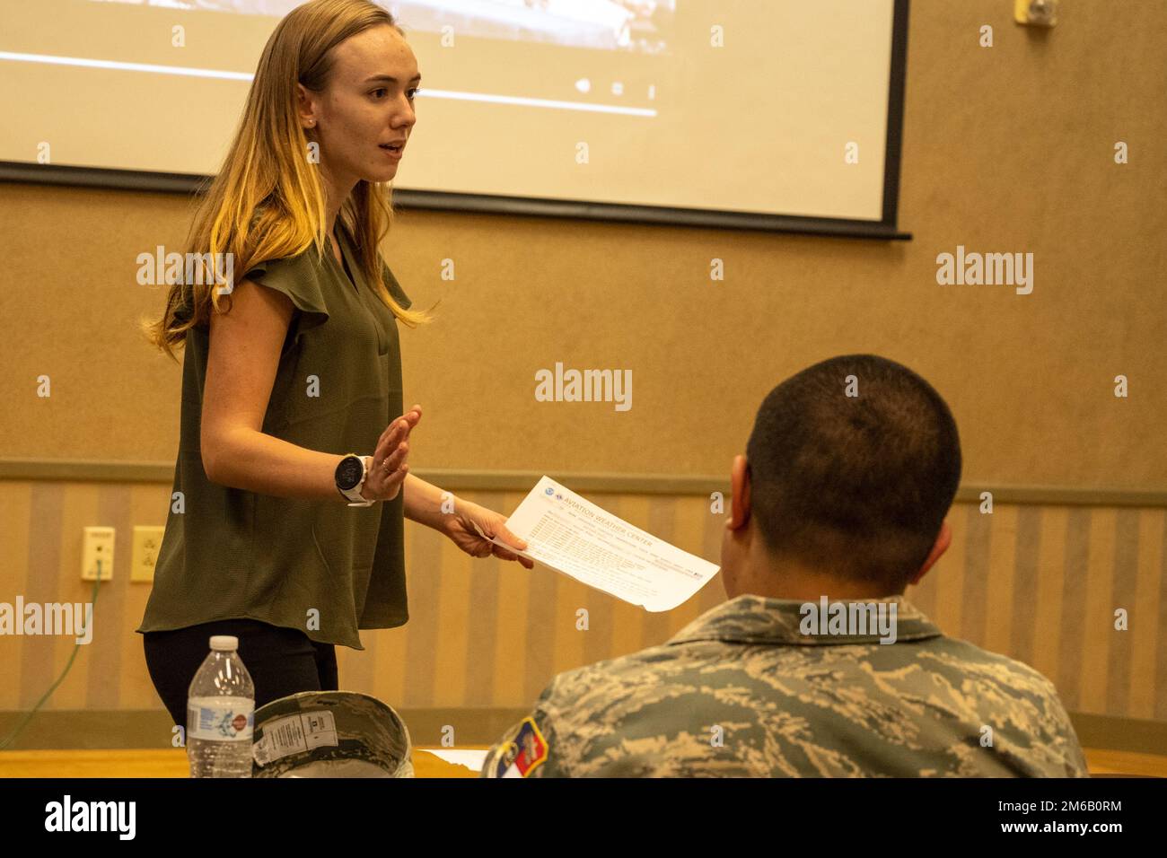 U.S. Air Force 18th Combat Weather Squadron Airmen discuss meterology ...