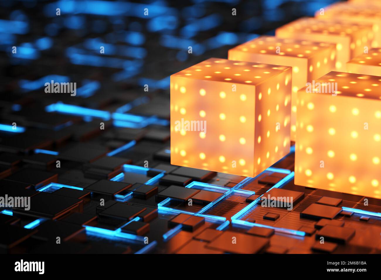 concept of a quantum processor. Database concept. 3d render Stock Photo ...