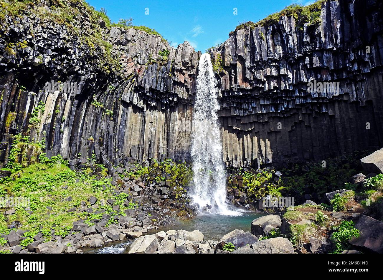 Svartifoss waterfall, glacier area, southeast, Iceland Stock Photo - Alamy