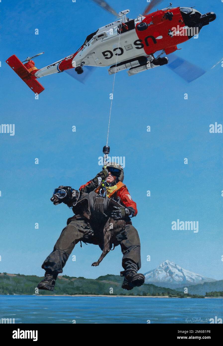 An MH-60 Jayhawk helicopter crew from Coast Guard Sector Columbia River ...