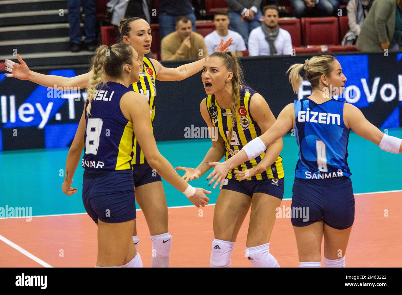 The Fenerbahce Opet Istanbul team is happy to win the point, Volleyball ...