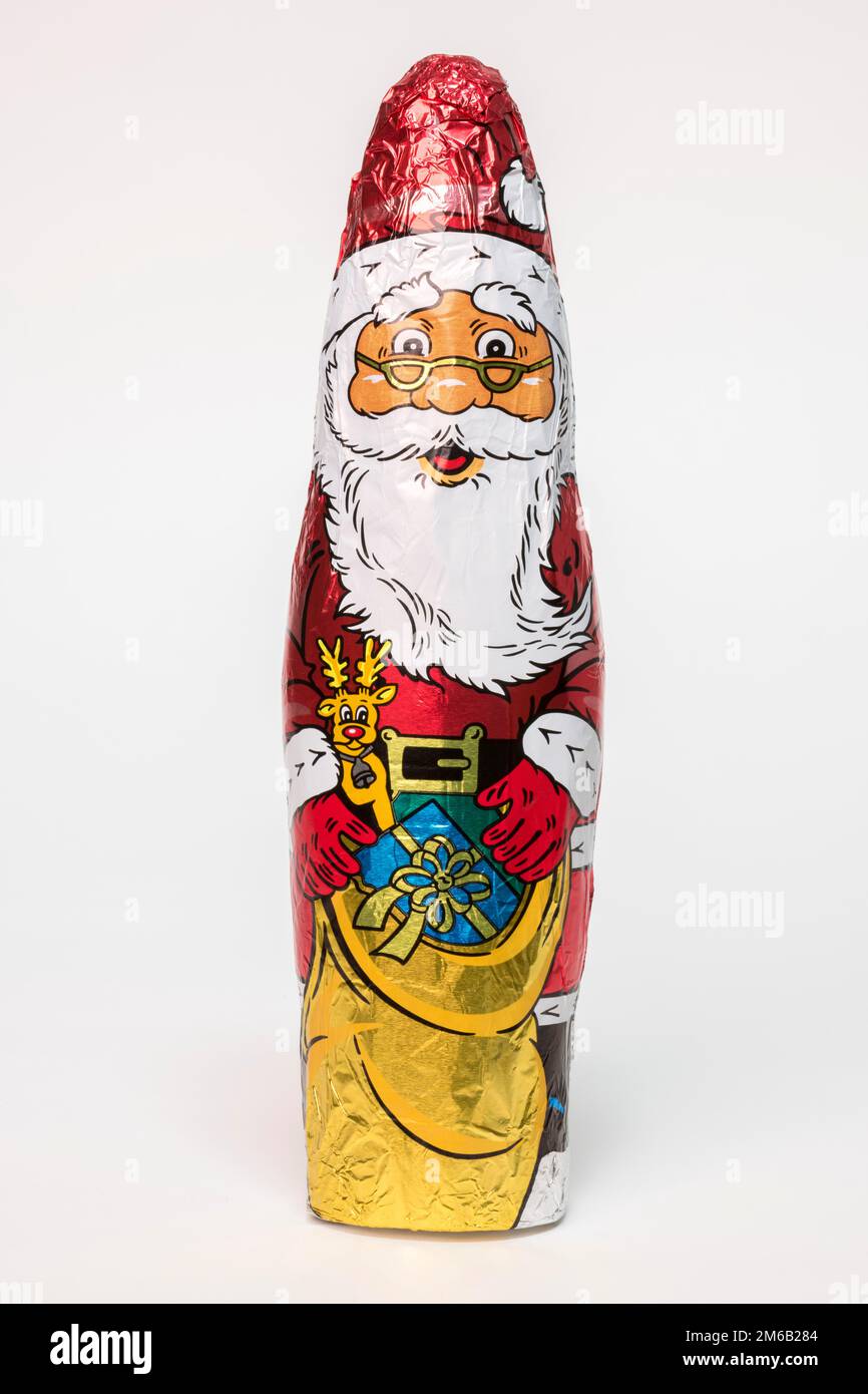 Chocolate Father Christmas, Father Christmas, studio shot, white ...