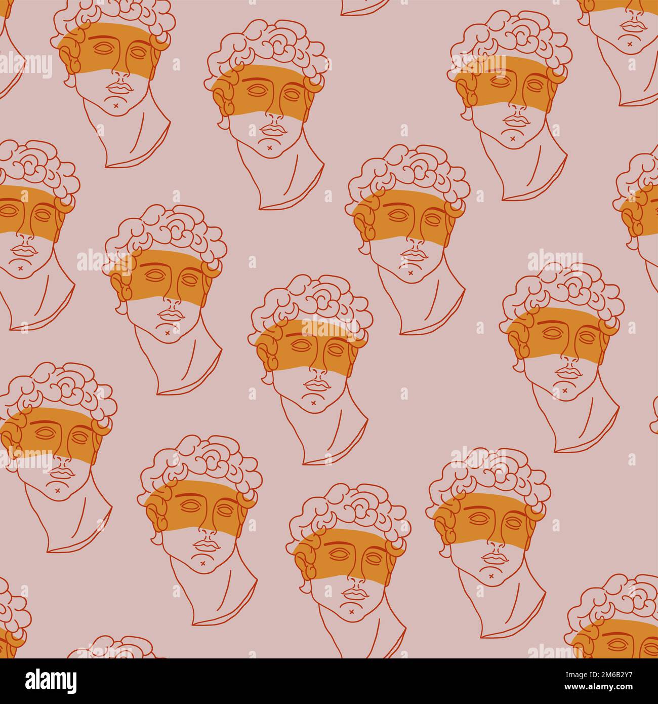 Vector seamless pattern with statue of David with color accent. Museum ...