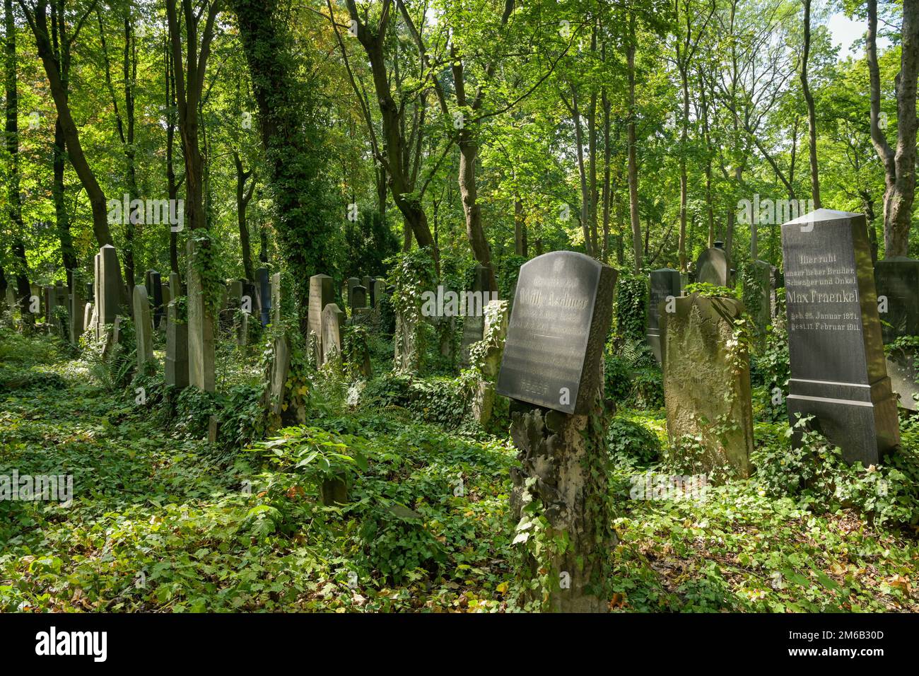 Old graves, gravestones, Jewish cemetery, Herbert-Baum-Strasse ...